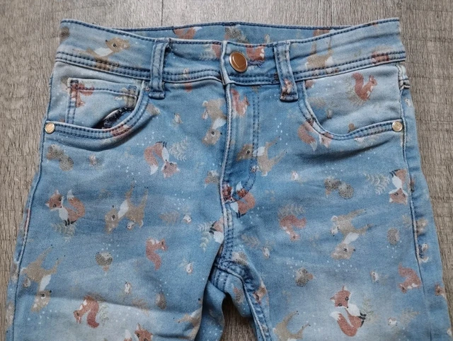 🦊🦌DOPODOPO MÄDCHEN STRETCH-JEANS,WALDTIERE,GR.128/7-8 J.,Fuchs 🦊 Igel 🦔 ...