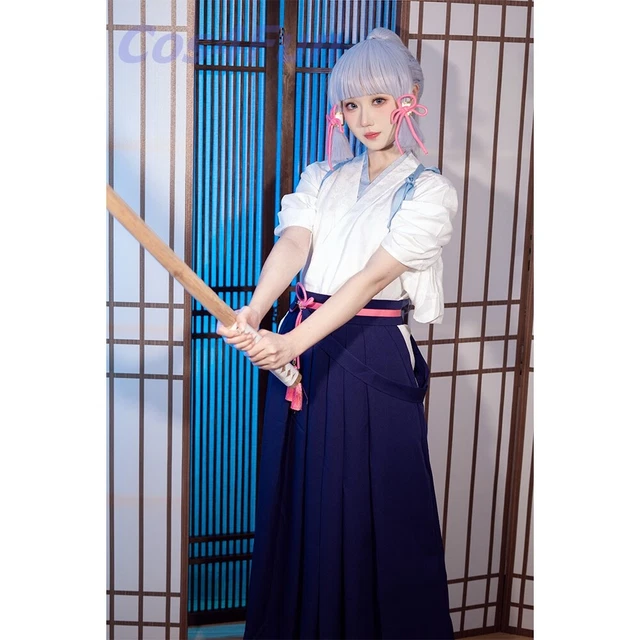 KAMISATO AYAKA COSTUME Genshin Impact Cosplay Kendo Suit Wig Outfit £88 ...