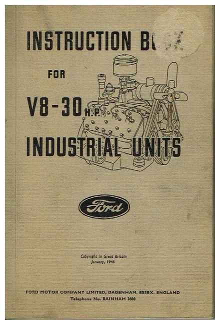 FORD V8 30HP WW2 INDUSTRIAL ENGINE ORIG. 1945 INSTRUCTION & MAINTENANCE ...