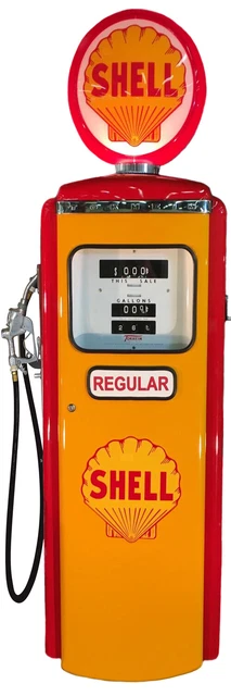 LIFE-SIZE VINTAGE RETRO Garage Shell Petrol Gas Pump Man Cave White ...