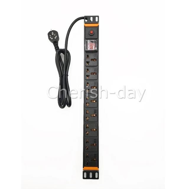 8 WAY 19& Power Board Server Rack Mount PDU 1RU Overload Protection ...