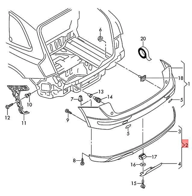 GENUINE SPOILER FOR Models With Tow Bar And Parking Aid Black ...
