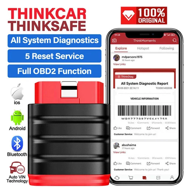 THINKSCAN THINKSAFE OBD2 Scanner All System Code Reader EPB TPMS ...