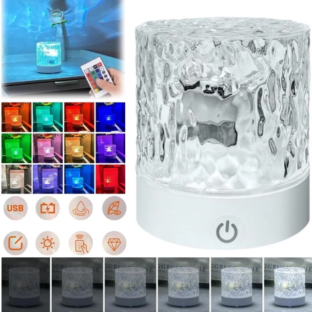 LED NIGHT LIGHT Water Wave Dynamic Projector Decor Water Ripple Table ...