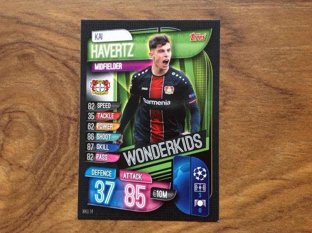 CARTA ROOKIE MATCH Attax 2019/20 Kai Havertz #WKU14 WONDERKIDS nuova di ...