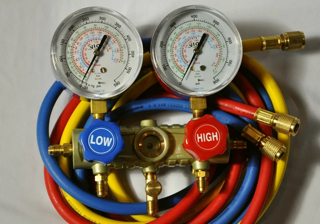 MANIFOLD GAUGE SET+5FT Hoses for R410a R22 R404a R134a HVAC Charge ...