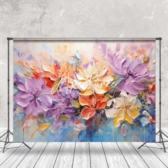 COLORFUL OIL PAINTING Floral Photo Booth Backdrop $37.88 - PicClick AU
