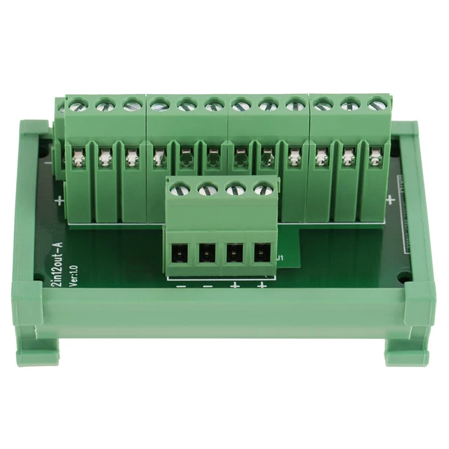 12 POSITION POWER Distribution DIN Rail Mount Interface Module Board ...