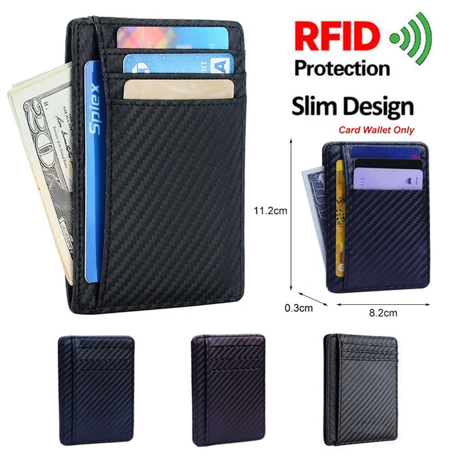 COIN POCKET CARBON Fiber Anti-chief Slim Wallet RFID Blocking Money ...