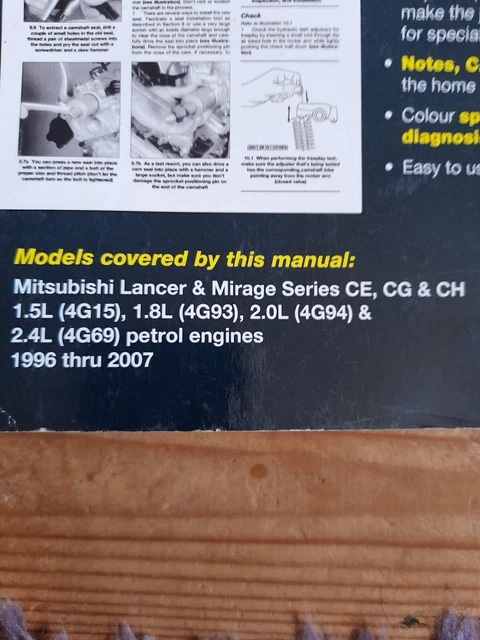 MITSUBISHI LANCER & Mirage 1996-2007 Haynes Manual No 68751 £20.00 ...