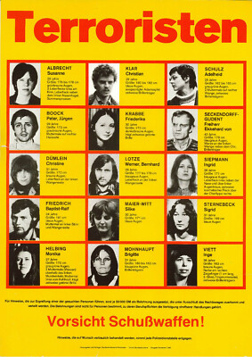 BAADER MEINHOF , RAF Fahndungsplakat 2. Generation plus 2x Bonus EUR 4 ...