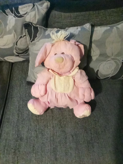 VINTAGE FISHER PRICE 1986 Puffalump Pink Peach Teddy Bear Plush Soft ...