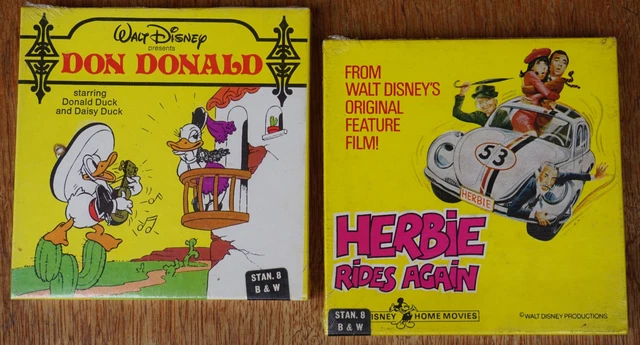 STANDARD 8 FILM x2 New & Sealed, Donald Duck Don Donaldo & Herbie Rides ...
