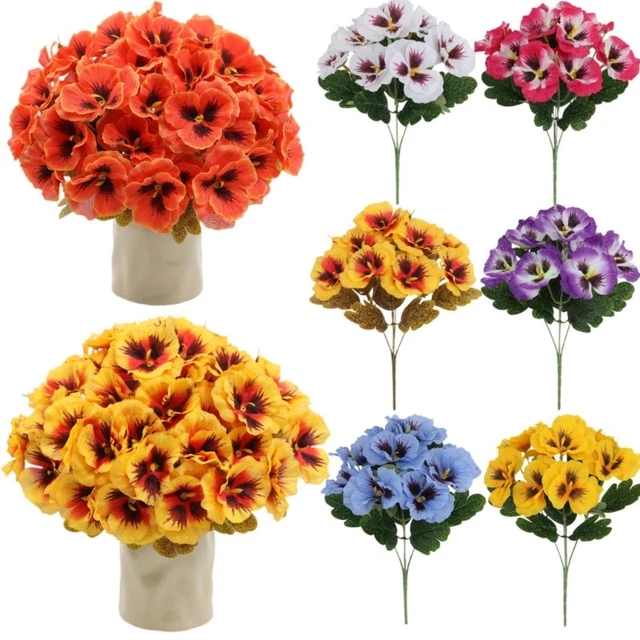 COLORFUL FIVE FORK Silk Pansies Floral Display Durable Living Room ...