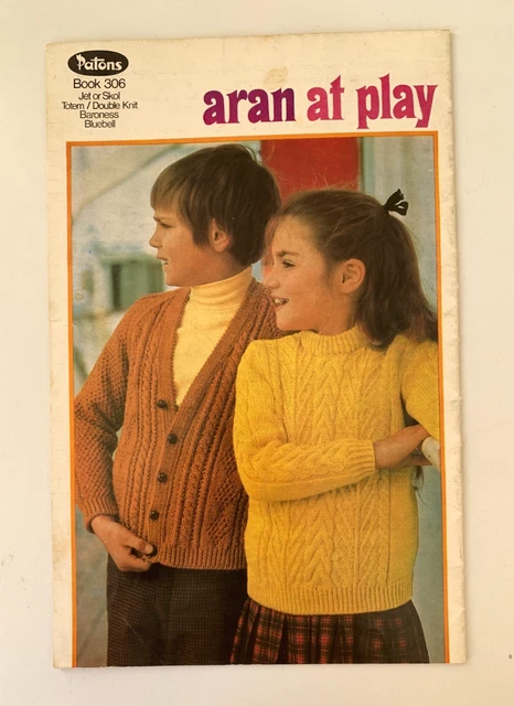 PATONS VINTAGE KNITTING Pattern Book 306 Childrens Aran Jet Jumper ...