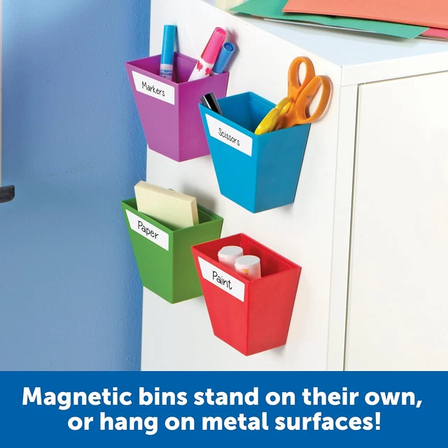 CREATE-A-SPACE MAGNETIC STORAGE Boxes - 4 Pack with Write & Wipe Labels ...