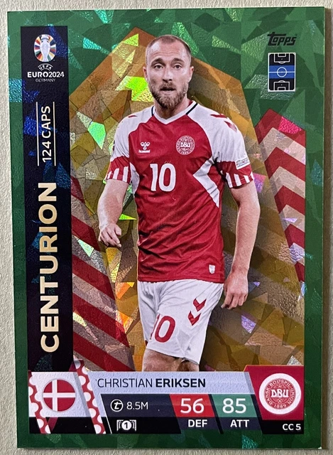 TOPPS MATCH ATTAX Euro 2024 Green Parallel CHRISTIAN ERIKSEN Centurion ...