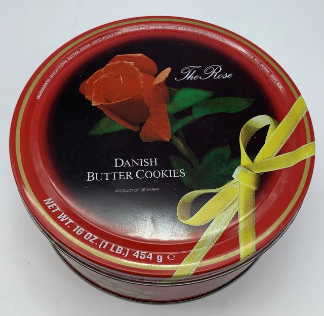 SCATOLA IN LATTA The Rose Danish Butter Cookies Vintage Vuoto Denmark ...