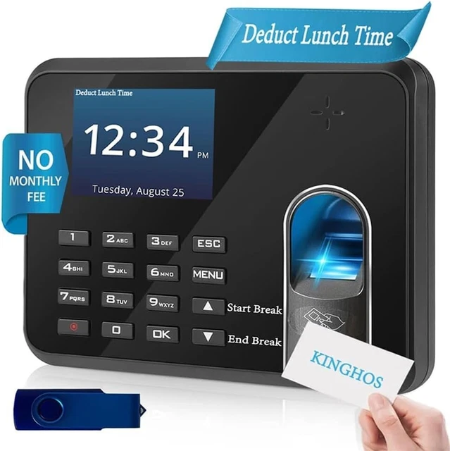 KINGHOS FINGERPRINT TIME Clock in-out Biometric Employee Attendance ...