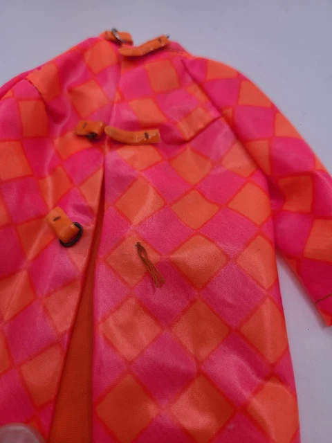 VTG 1967 MATTEL Mod Era Barbie Outfit Drizzle Dash Pink Orange Raincoat ...