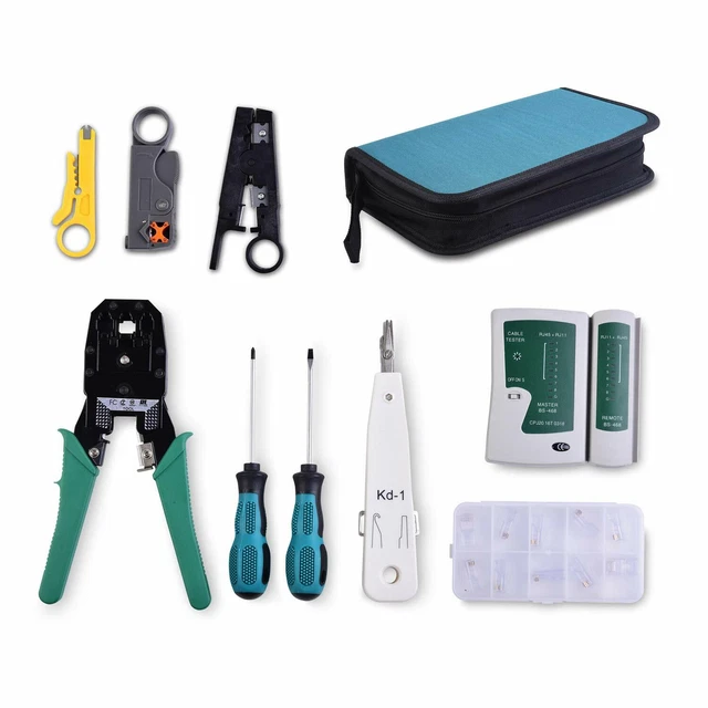 NETWORK CABLE REPAIR Maintenance Tool Kit Set Tester Crimper Stripper ...