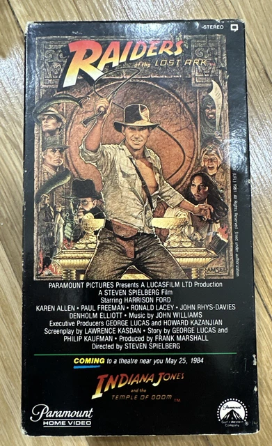 INDIANA JONES RAIDERS of the Lost Ark VHS First Printing Vintage 1981 ...