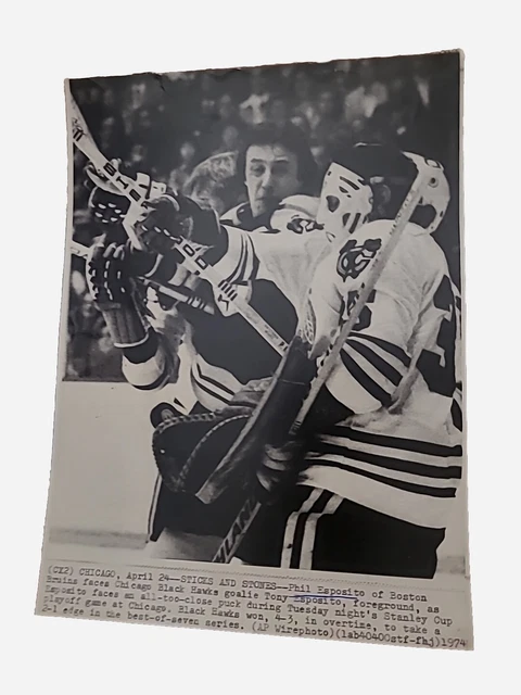 1974 PHIL AND Tony Esposito Nhl Hockey Action Photo Goalie Boston ...