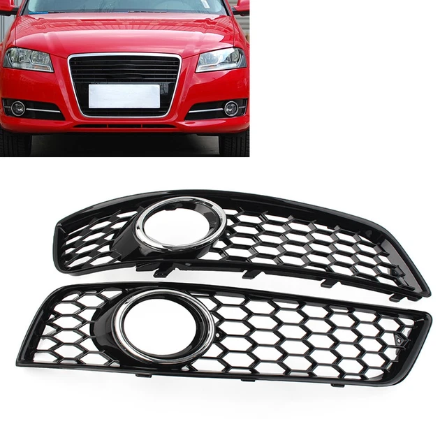 Front Honeycomb Fog Light Grille Cover With Fog Light Hole Fit Audi A3