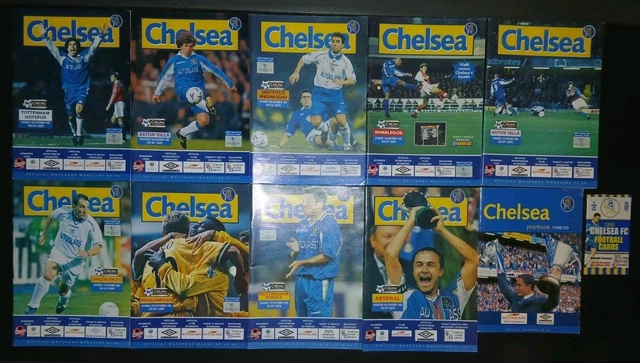 CHELSEA FOOTBALL PROGRAMMES - 9 homes from 1998/99 season + Yearbook ...