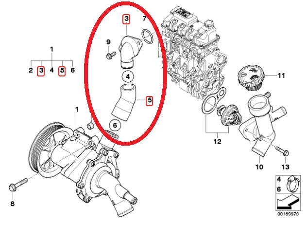 BMW MINI ONE/COOPER Wasserpumpenrohr + Flansch (R50/R52) 2001 - 2006 ...