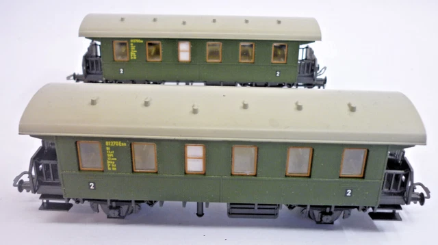 2 X PIKO HO gauge DRG 4 wheel Bi 2nd class COACHES - GREEN, e £6.99 ...
