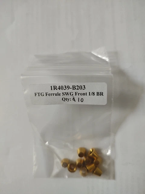 THERMO SCIENTIFIC, 10 pc FTG Ferrule SWG Front 1/8 Brass, 1R4039-B203 ...
