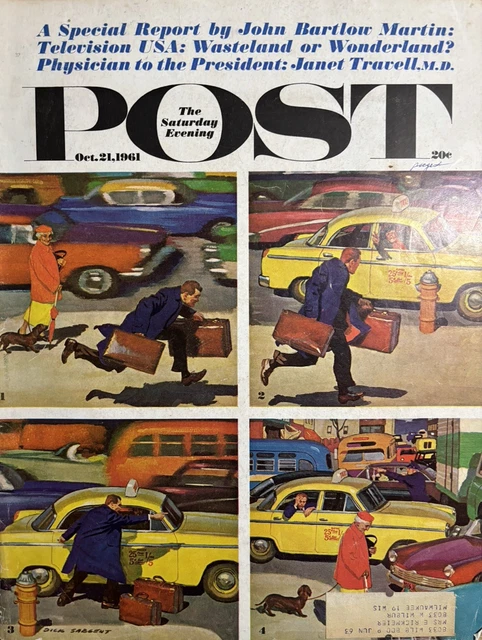 1961 DICK SARGENT Saturday Evening Post Taxi Cab Original Magazine ...