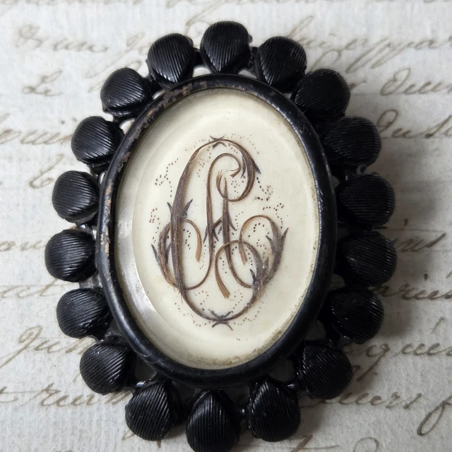 GRANDE BROCHE NAPOLÉON III Monogramme AC Cheveux XIXè Victorian ...