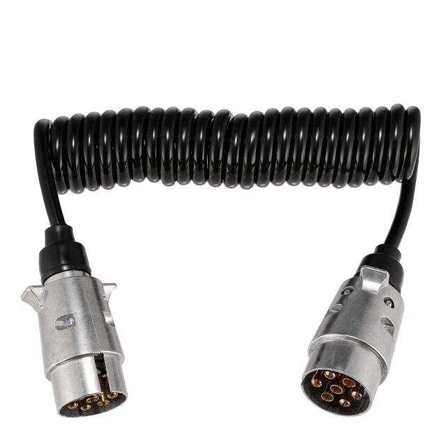 SPIRALKABEL 7 POLIG Verbindungskabel Autoanhänger Wohnwagen Kupplung 3M ...