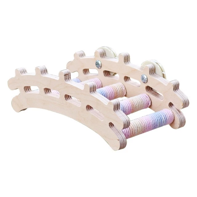 WOODEN PERCH STAND Climbing Ladder Toy For Bird Entertainment Cage ...