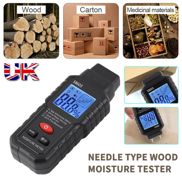 METER HYGROMETER WOOD Moisture Timber Damp Detector Wood Digital ...