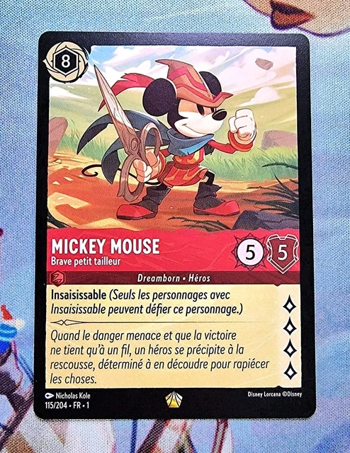 CARTE LORCANA DISNEY TCG Mickey Mouse 115/204 Légendaire Chapitre 1 ...