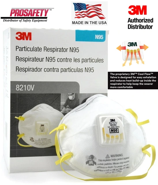 3M 8210V N95 Particulate Respirator Protective Dust Masks Exhalation ...