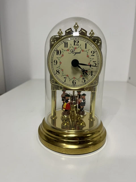 S HALLER GERMAN Made Anniversary Clock With Spinning Figures In Glass ...