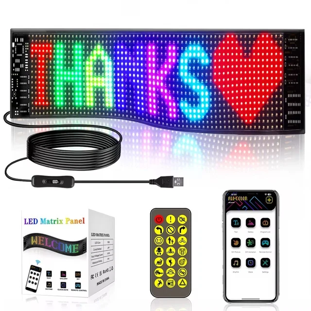 USB LED CAR Flexible Sign Scrolling Message Display Screen APP ...