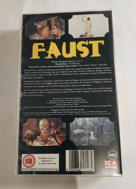 ARTHOUSE ANIMATION VHS Bundles x5 - Includes Jan Svankmajer/P.Gabriel ...