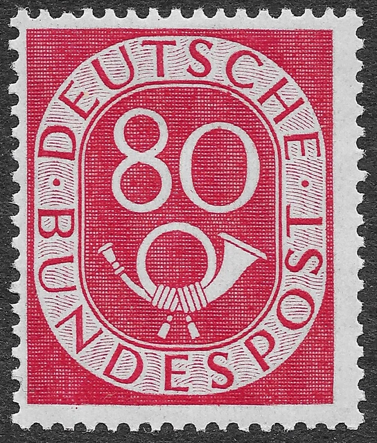 GERMANY SCOTT #684 Mint Hinged Numeral and Post Horn 80pf Carmine SCV ...