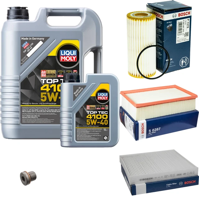 BOSCH INSPECTION SET 6L Liqui Moly Top Tec 4100 5W-40 pour VW, Seat Golf EUR 126,29 - PicClick FR