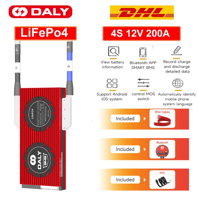 DALY 4S 12V 200A LiFePO4 SMART BMS Common Port with Balance+Bluetooth Module EUR 153,90 ...