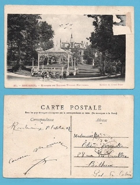CARTE POSTALE ANCIENNE De Roubaix - Kiosque Du Square Pierre Catteau EUR 2,00 - PicClick FR