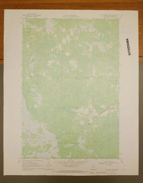 SPLIT ROCK LAKE, Minnesota Original Vintage 1969 USGS Topo Map 27" x 22 ...
