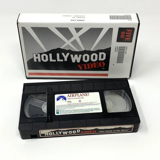 AIRPLANE HOLLYWOOD VIDEO VHS Rental Tape Original Clamshell ©1990 ...