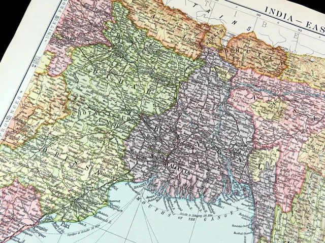MAP OF EAST India Assam Calcutta Mandalay Darjeeling Post WW1 Antique ...