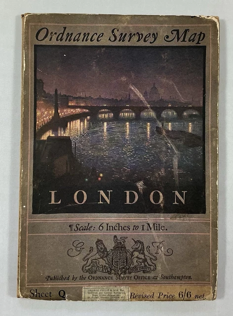 VINTAGE ORDNANCE SURVEY 6-inch map of London, sheet Q, Teddington ...